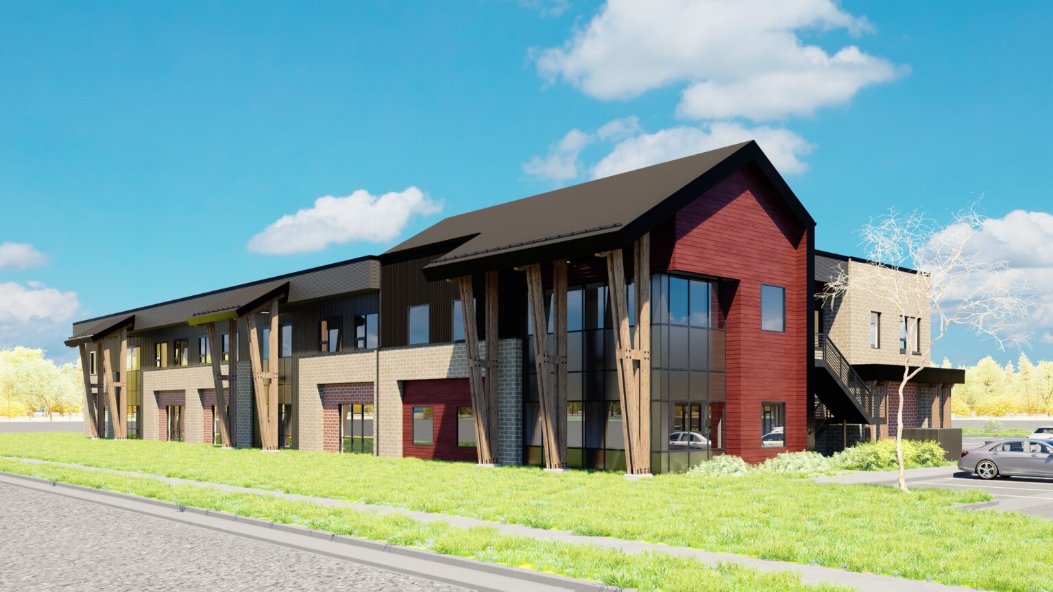 Mixed-use buildings rising near river in Timnath - Breaking Ground